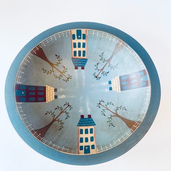 Accents | Vintage Hand Painted Wood Decorative Bowl Landscape Scenery ...